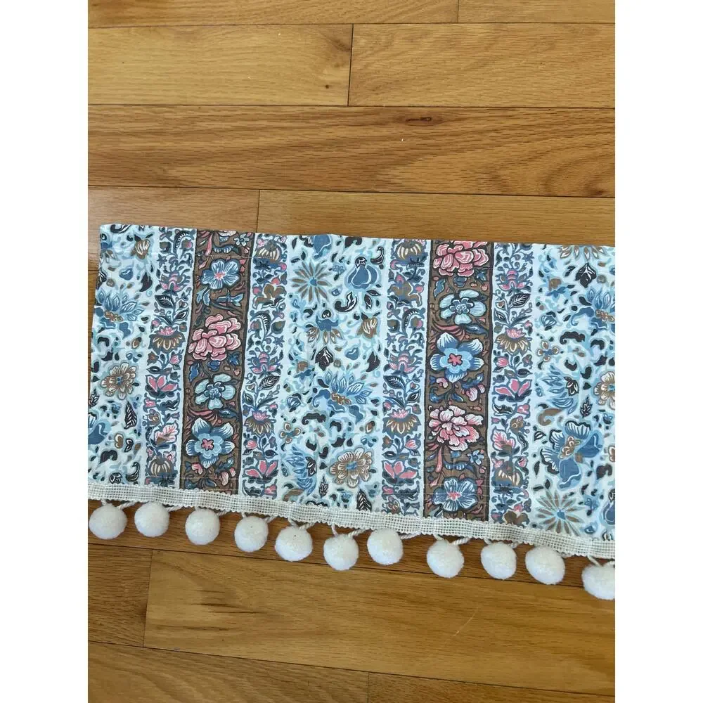 Handmade | Accents | Handmade Pink Blue White Block Print Boho Floral ...